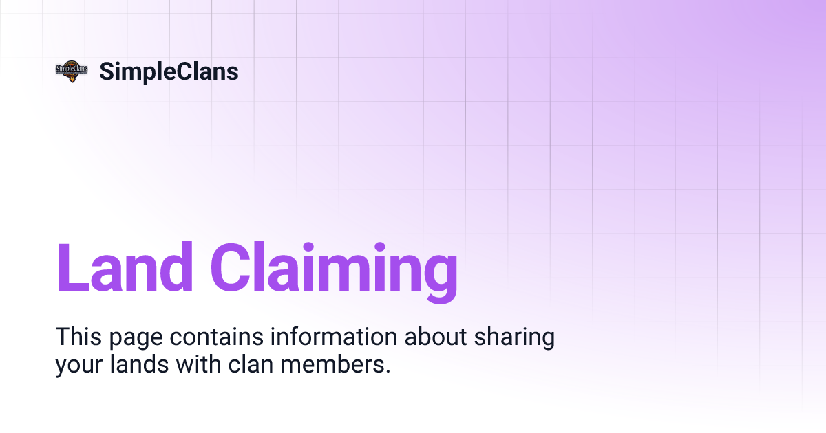 Land Claiming | SimpleClans